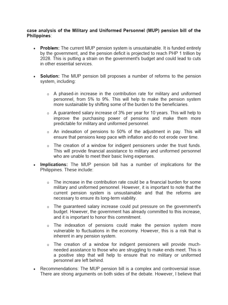 Case Analysis About MUP Bill | PDF | Pension | Sustainability