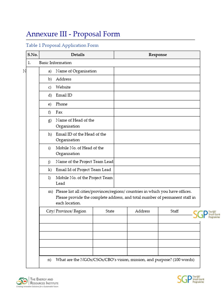 Community Grants Proposal Form New | PDF | Risk | Sustainability