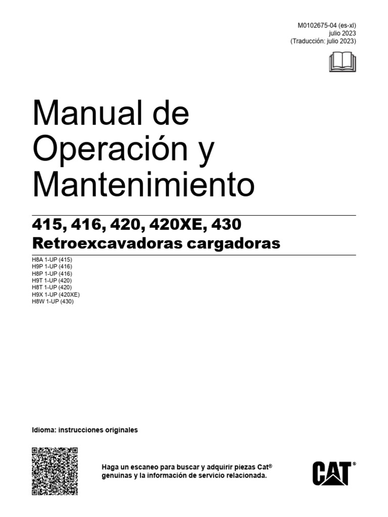 416, 420, 430 Retrocargadora Cat Manual de Operacion y Mantenimiento ...