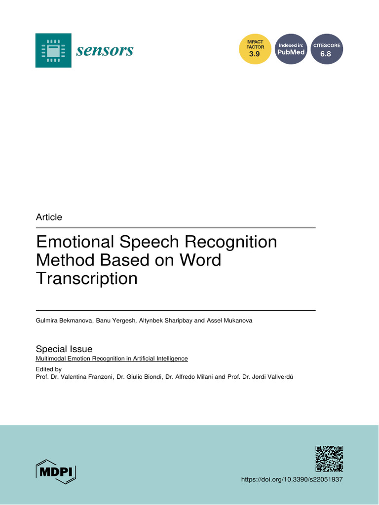 Sensors 22 01937 With Cover | PDF | Speech Recognition | Human ...