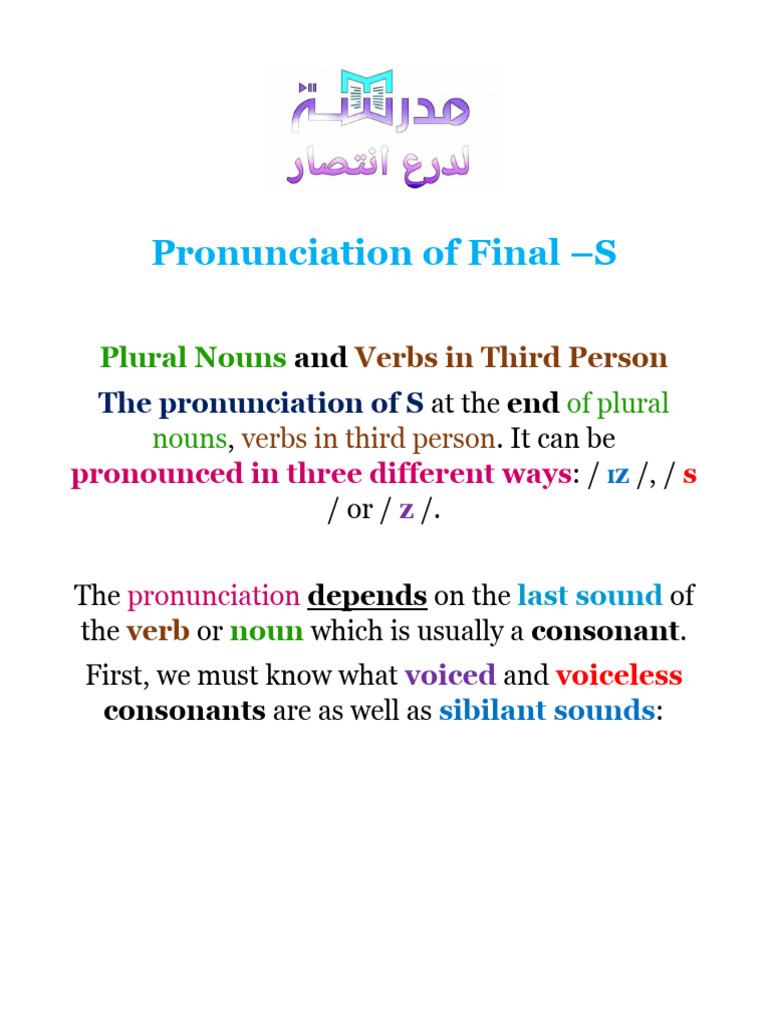 Pronunciation of Final S | PDF | Human Voice | Phonetics