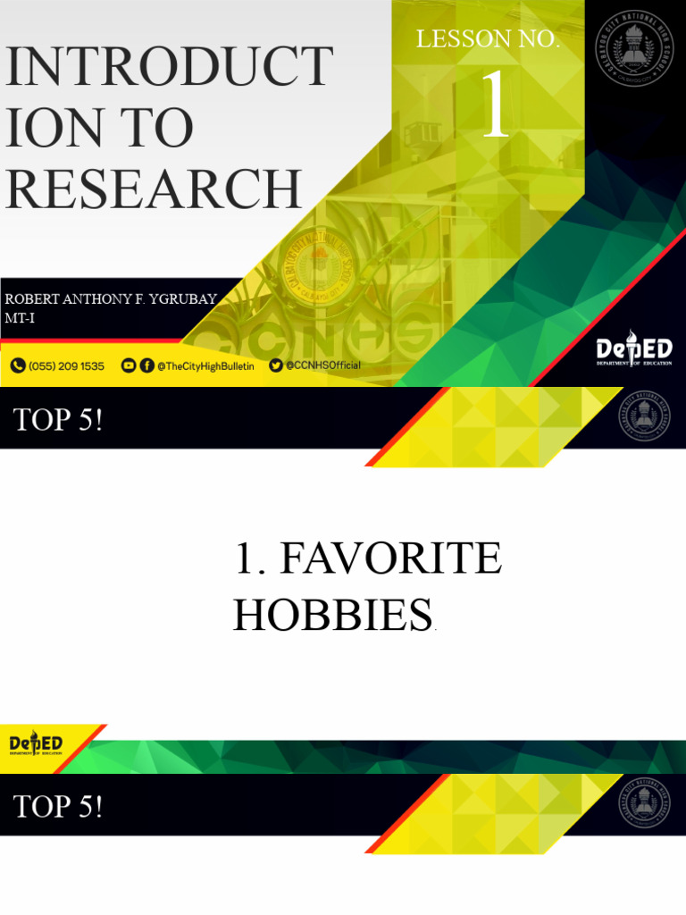 Lesson 1 Introduction To Research Pdf