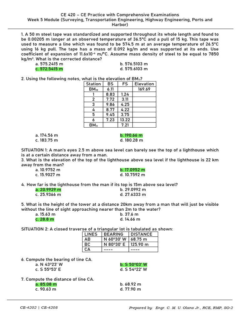 Week 5 Module - Surveying, Transportation Engineering, Highway ...