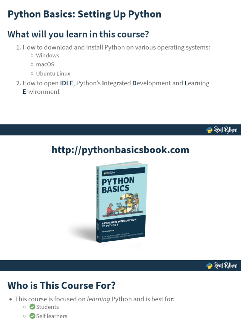 Setting Up Python | Download Free PDF | Python (Programming Language) | Installation (Computer ...