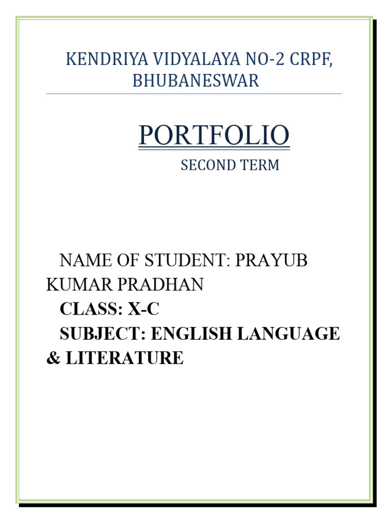 English Portfolio (PRAYUB) | PDF
