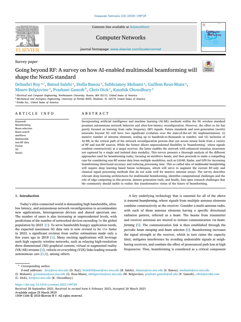 1 2023 Going Beyond Rf A Survey On How Ai Enabled Multimodal Beamforming Will Shape The