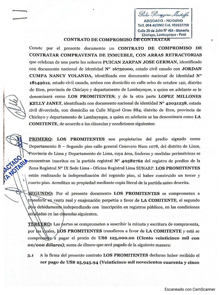 Contrato de Compromiso de Contratar | PDF