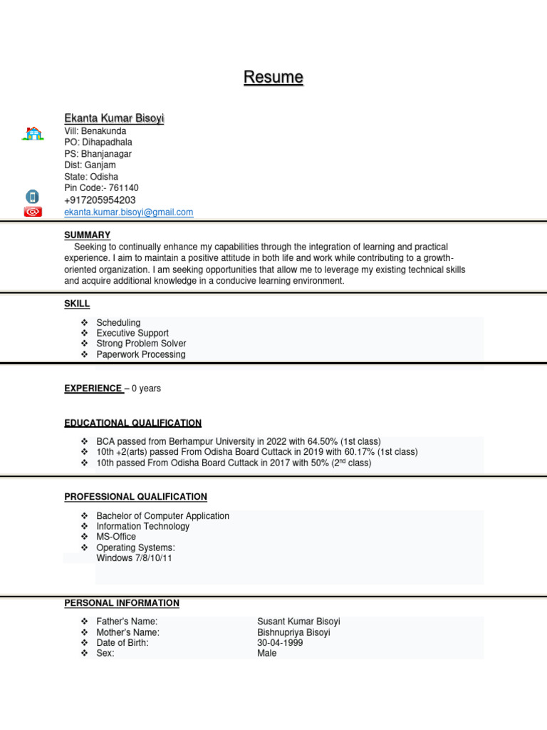 Resume - Ekanta 11 | PDF | Career & Growth