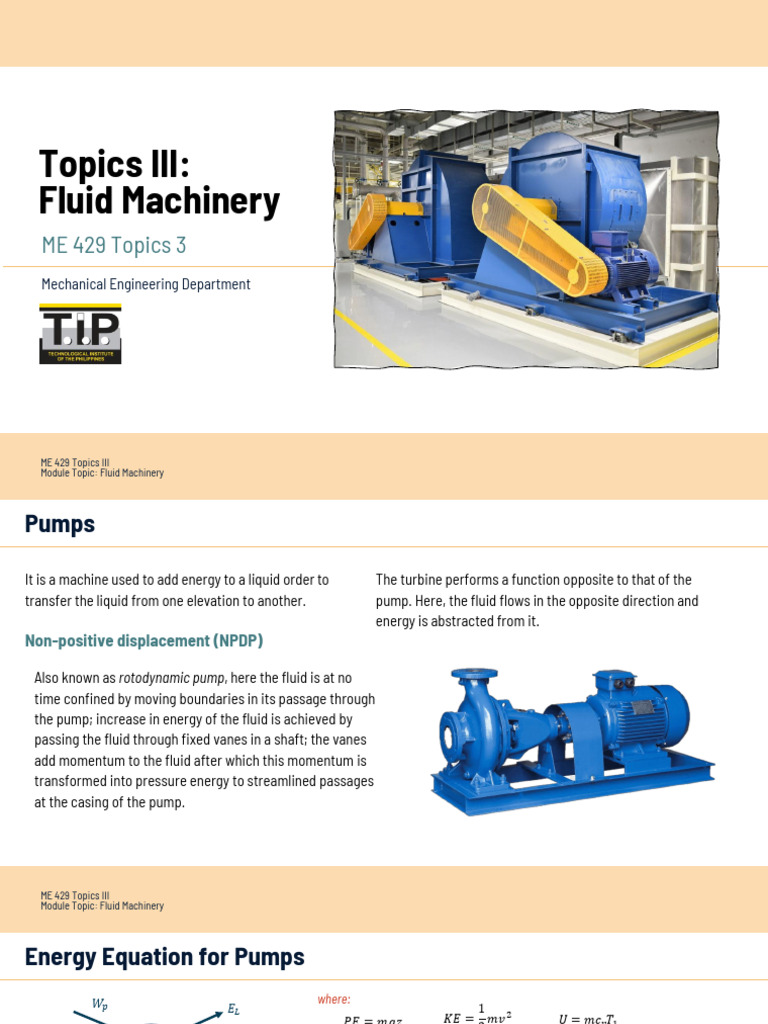 Topics III Fluid Machinery | PDF | Pump | Continuum Mechanics