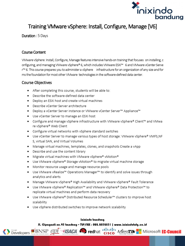 Training VMware Vsphere Install Configure Manage V6 | PDF | Computers Training VMware Vsphere Install Configure Manage V6 | PDF | Computers