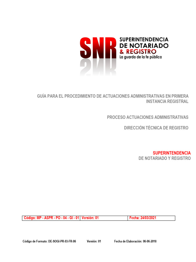 Proceso Actuaciones Administrativas SNR | PDF