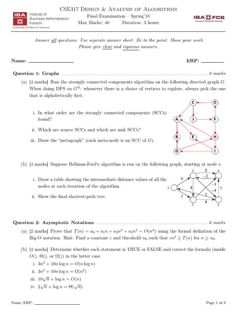 Final Spring18 | Download Free PDF | Algorithms | Applied Mathematics Final Spring18 | Download Free PDF | Algorithms | Applied Mathematics