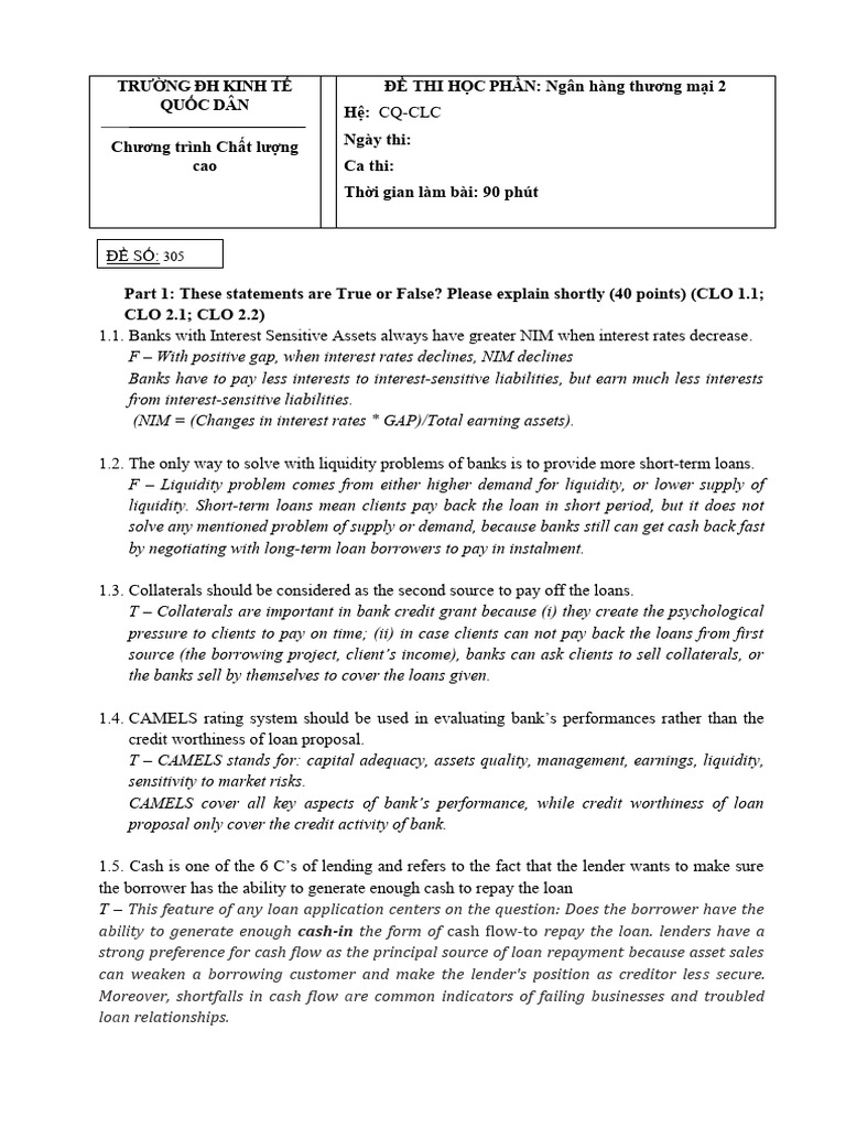 Final-Examination Sample NHTM2 Tam-Update With-Solution | PDF | Loans ...