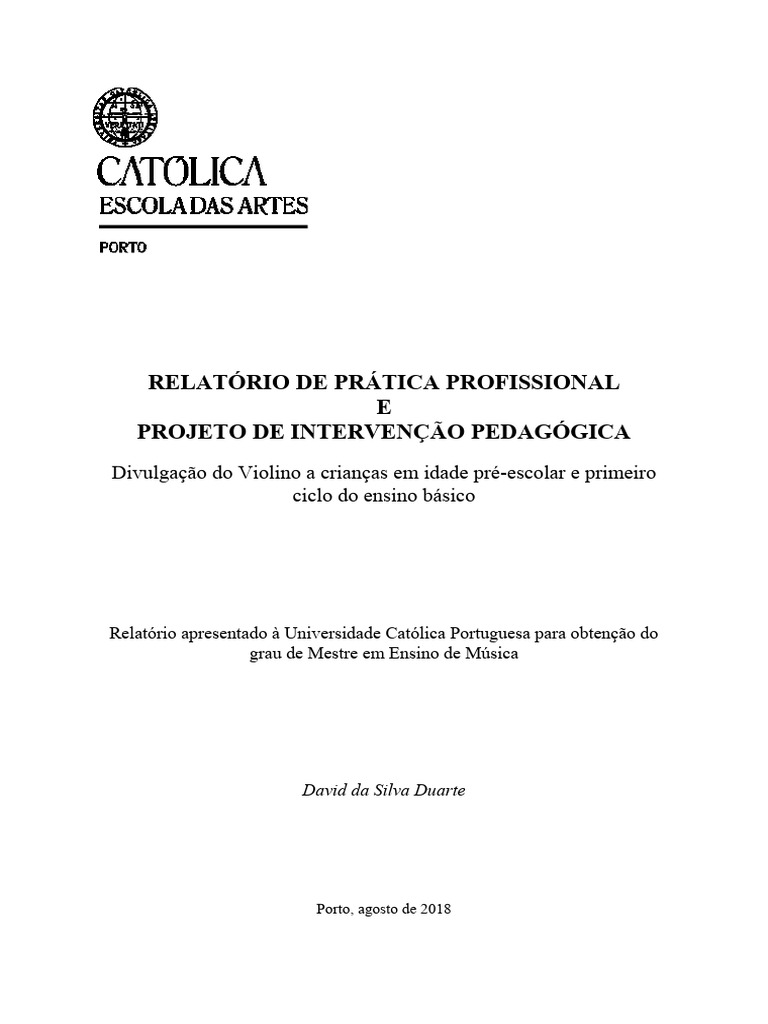 Relatório PráticaProfissional e Proj - Int.pedagógica David Duarte | PDF