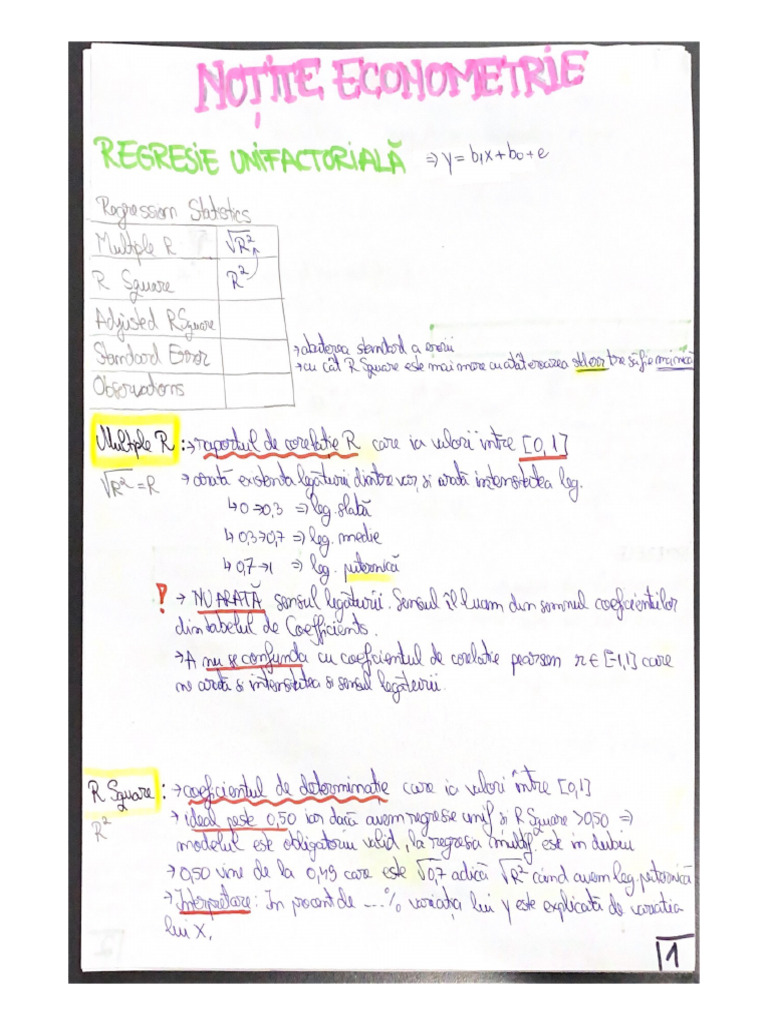 Notite Teorie Econometrie | PDF