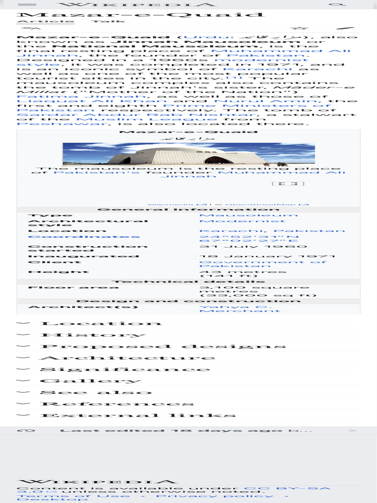 Mazar e Quaid Wikipedia | PDF