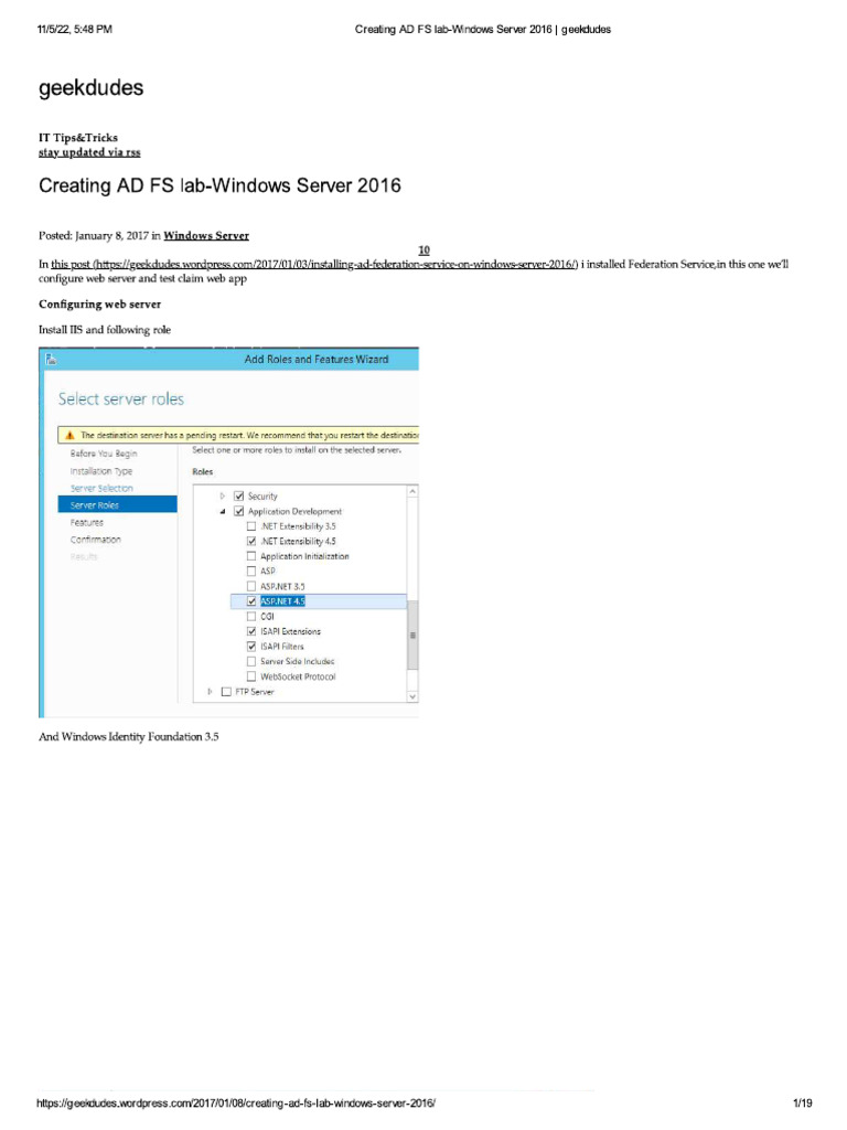 ADFS lab setup | PDF