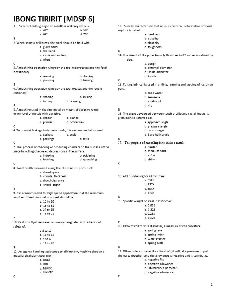 MDSP 5 | PDF | Grinding (Abrasive Cutting) | Procedural Knowledge