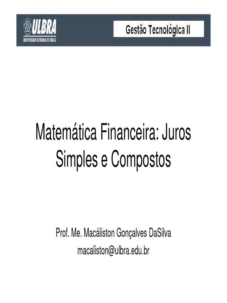 Aula 01 - Juros Simples e Compostos | PDF | Economia | Juros