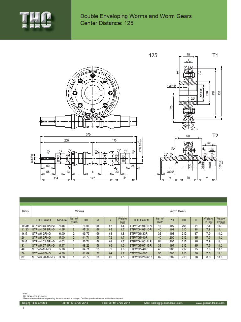 Double Enveloping Worm and Worm Gears 125mm | PDF | Gear | Mechanical ...