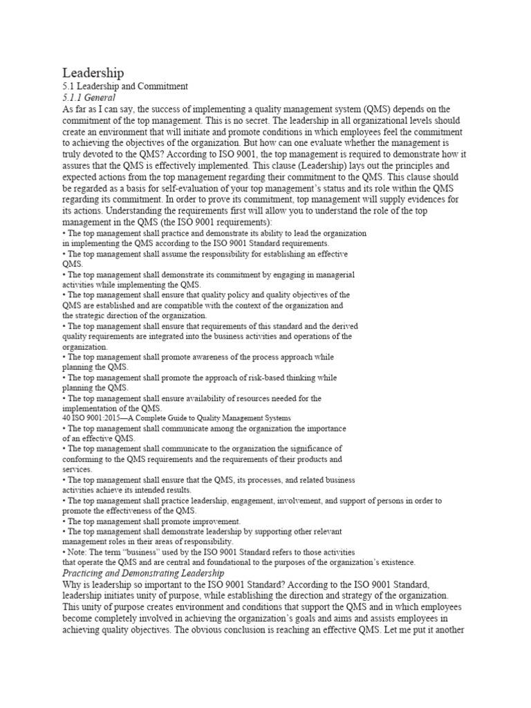 Leadership | PDF | Quality Management System | Iso 9000