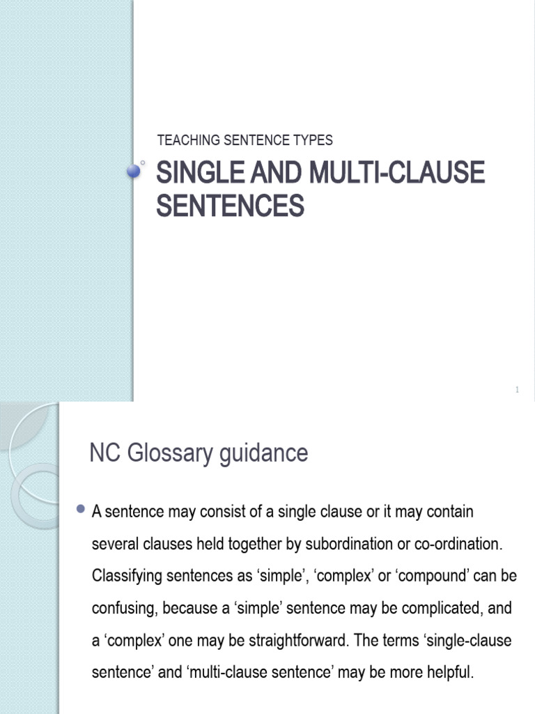 Single and Multi-Clause Sentences | PDF | Sentence (Linguistics) | Clause