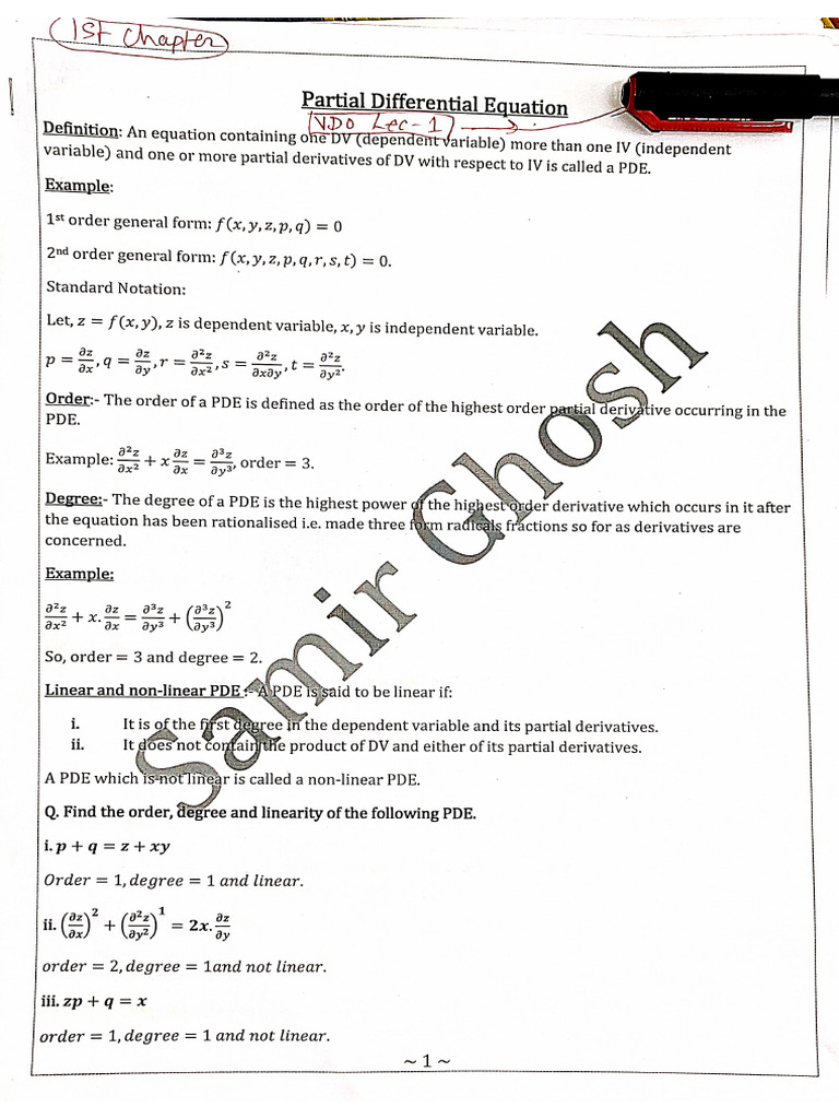 1 - PDE Lecture 1 & 2 | PDF