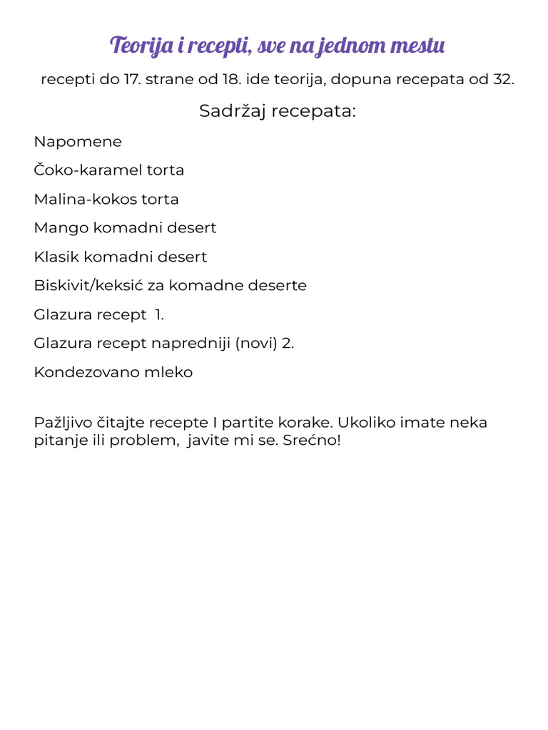 Spojeno Recepti I Teorija | PDF