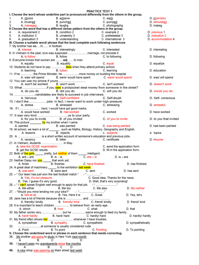 Practice Test 1 | PDF