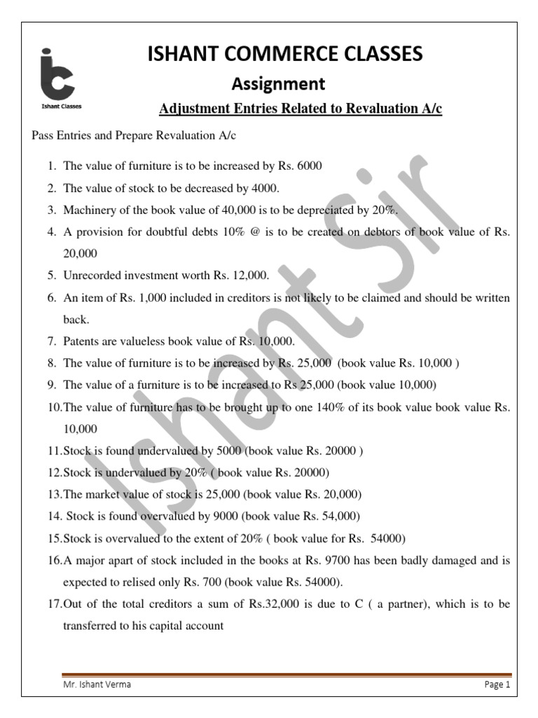 Adjustments of Revaluation Ac - Docs | PDF