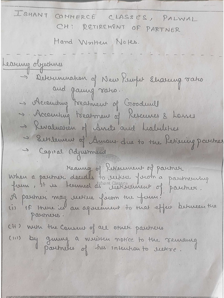 Retirement of A Partner - Handwritten | PDF