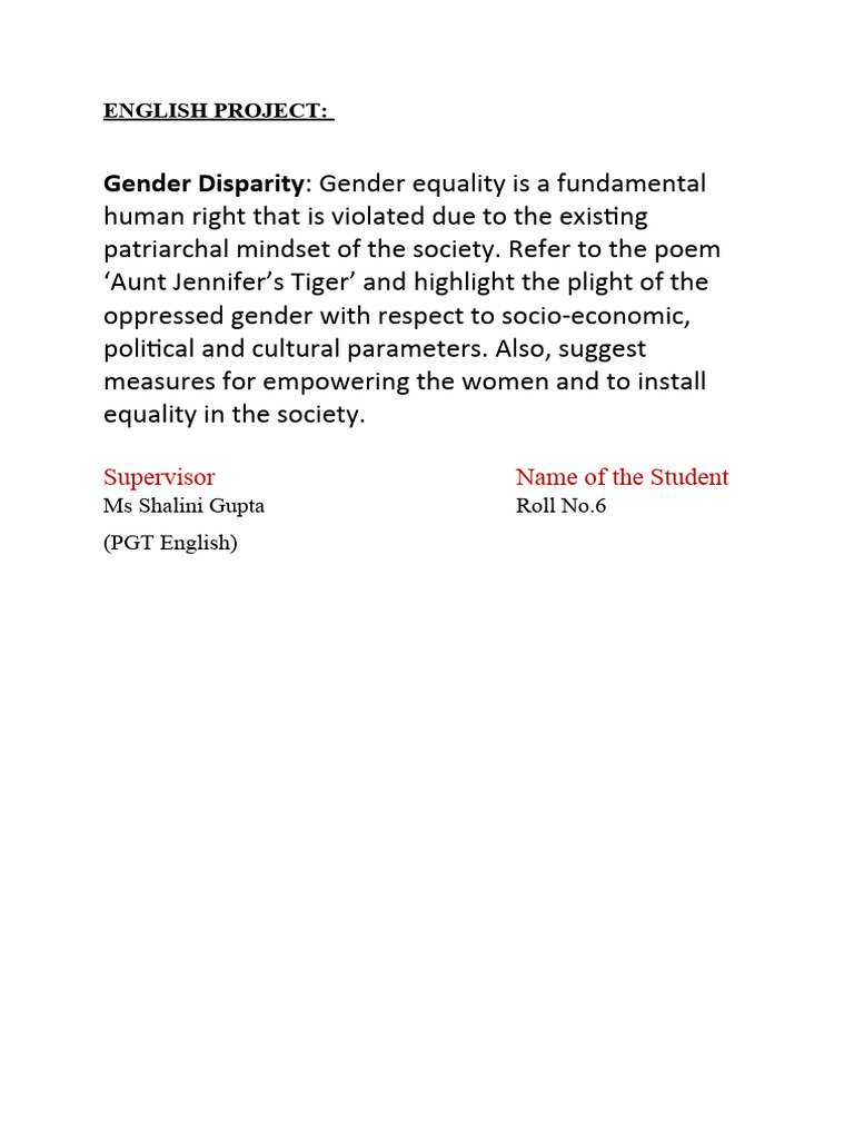 English Project 12 | PDF | Gender | Gender Studies