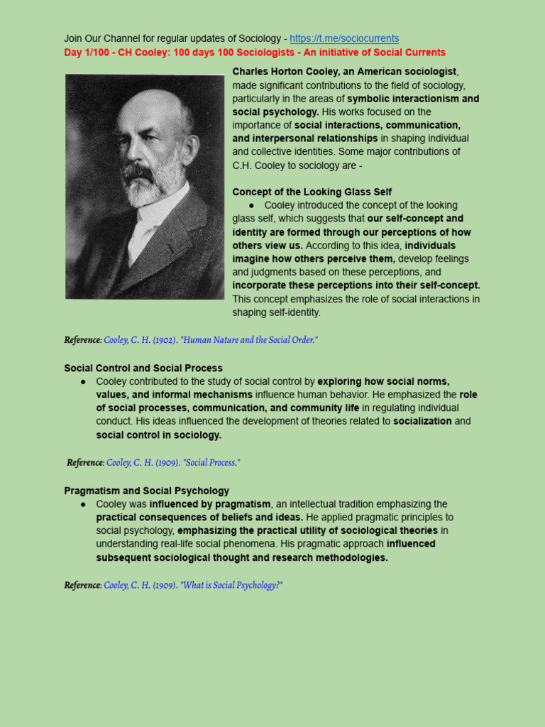 Day 1 - 100 - CH Cooley - Social Currents | PDF