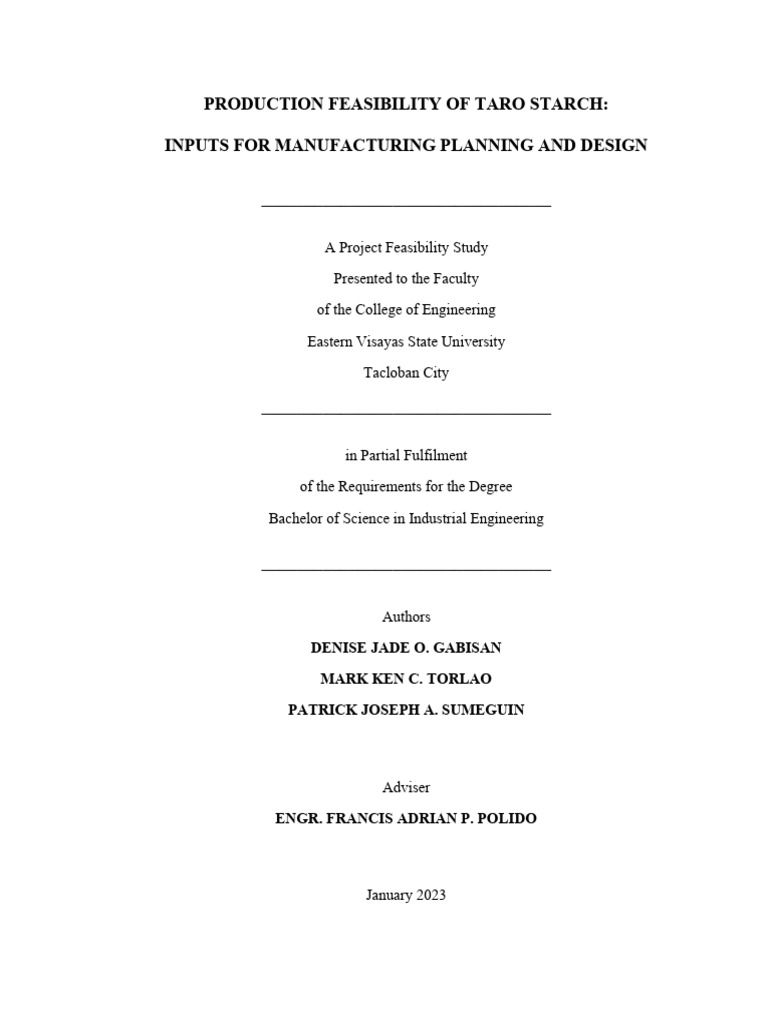 Taro Starch Production Feasibility Study | PDF | Starch | Depreciation