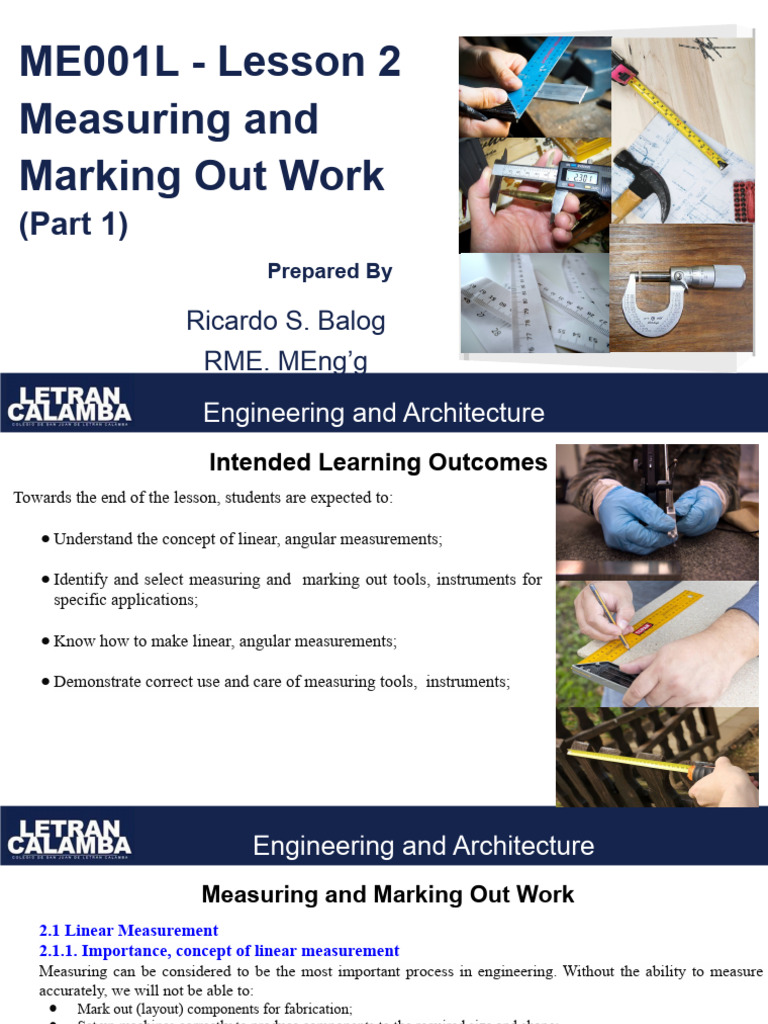 ME001L Lesson 2 - Measuring and Marking Out Work (Part 1) | PDF | Metrology