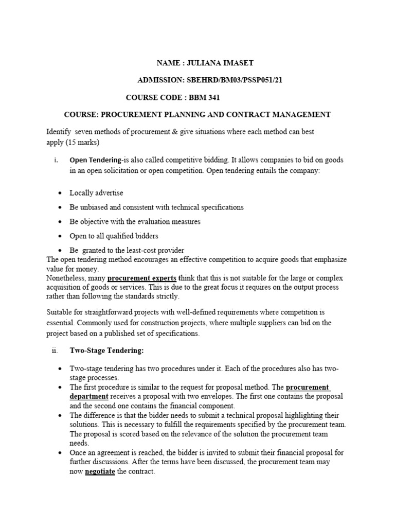 Cat 2 - Procurement | PDF