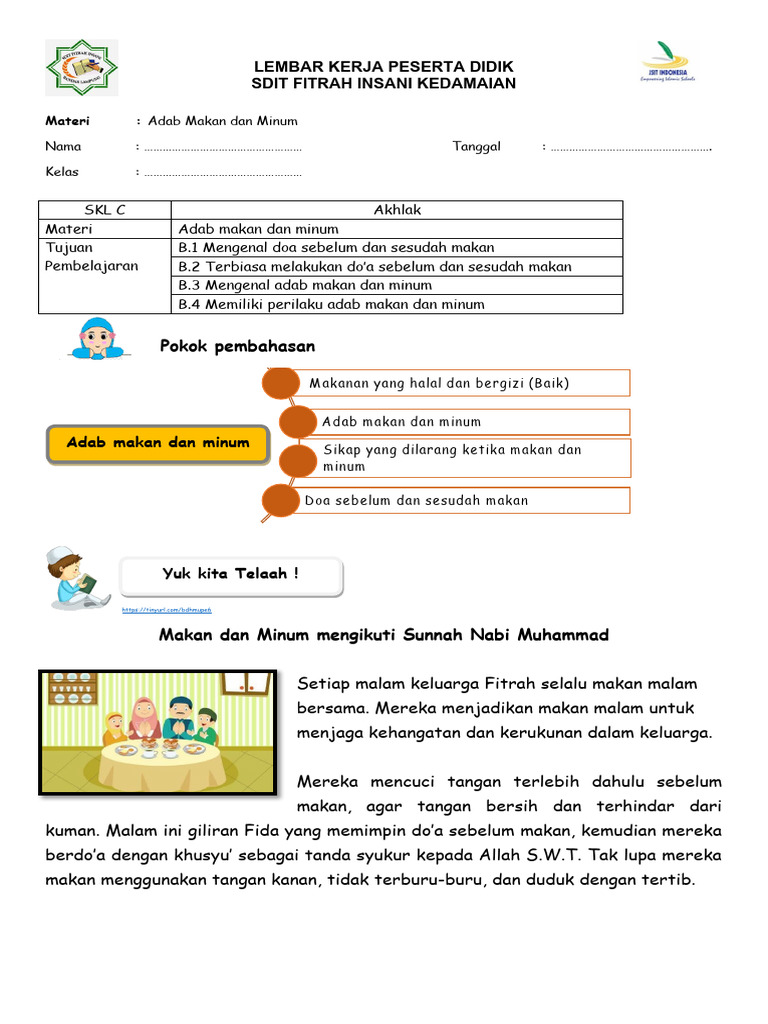 LK PAI Adab Makan | PDF | Gaya Hidup