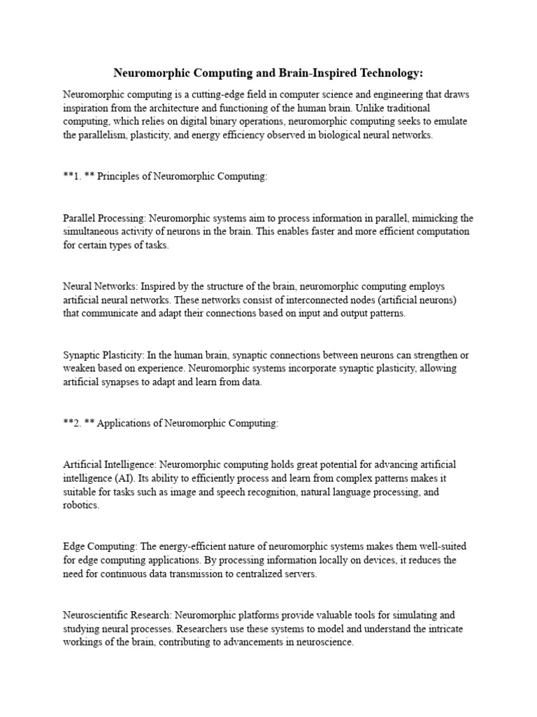 Neuromorphic Computing and Brain | PDF