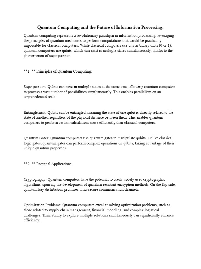 Quantum Computing and The Future of Information Processing | PDF ...