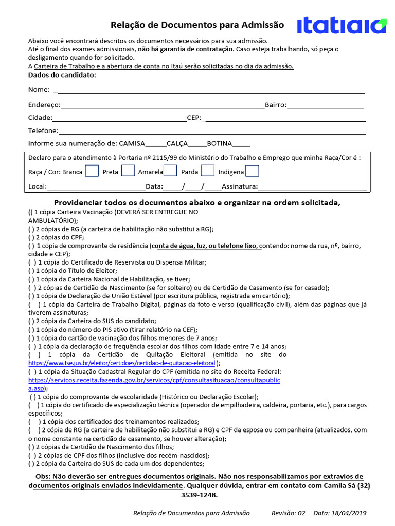 Lista Admissão Ubá | PDF