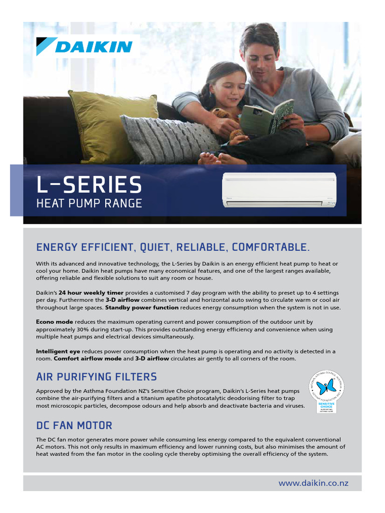 Daikin L Series Heat Pump Flyer NZ | PDF | Air Conditioning | Power ...
