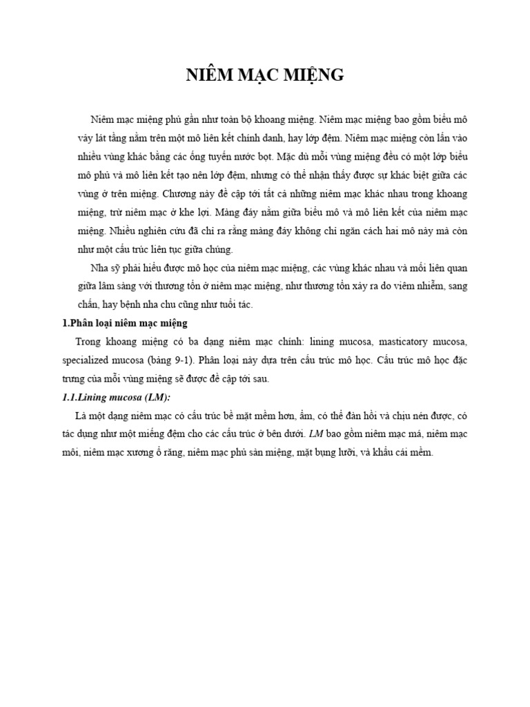 LEC01 NIÊM MẠC MIỆNG | PDF