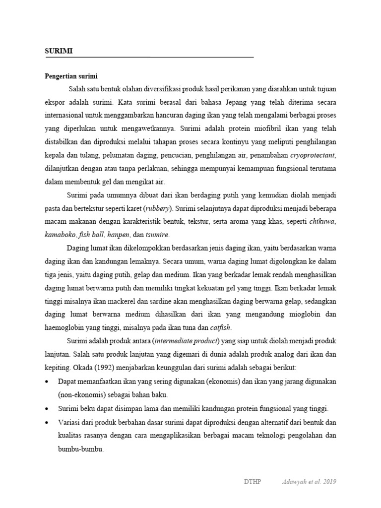 Surimi Bahan DTHP 2021 | PDF