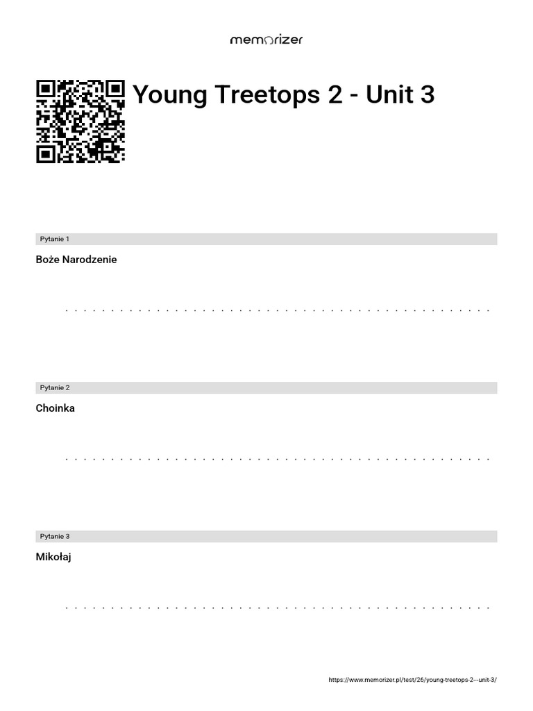 Young Treetops 2 - Unit 3 - ROZWIĄŻ | PDF