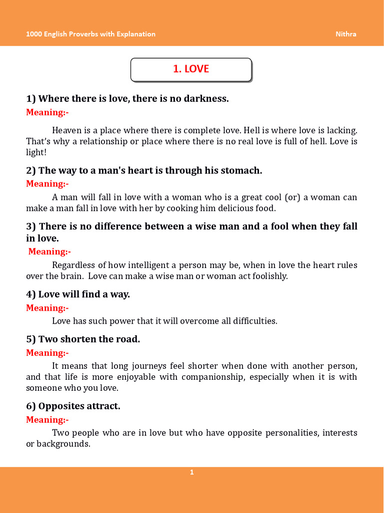 Proverbs and Explanation | PDF