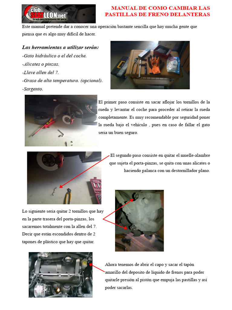 Manual Cambio Pastillas Delanteras | PDF | Hogar, jardinería y bricolaje