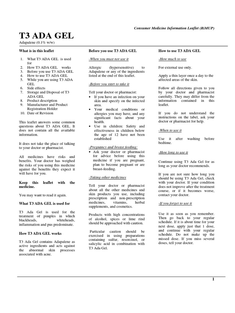 T3 Ada Gel Adapalene HOE PHARMACEUTICALS SDN. BHD.24Sep2018 ENG | PDF
