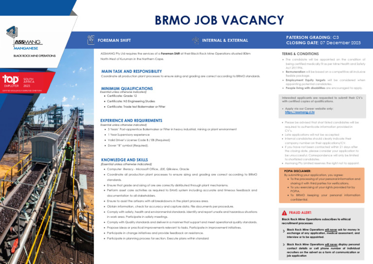 Foreman Shift 1 | PDF | Information | Mining