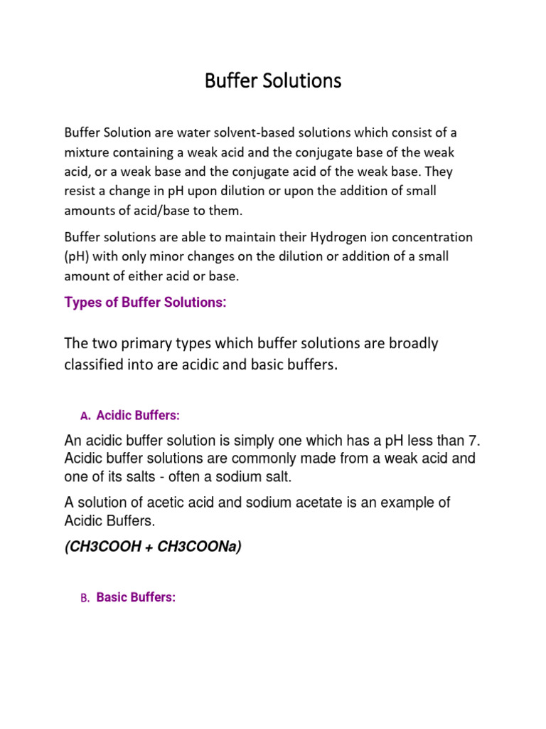 Buffer Solutions | PDF