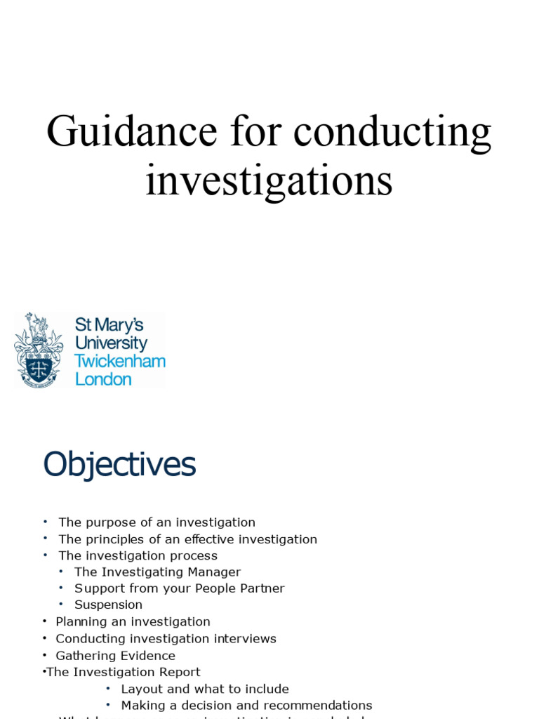 Guide To Conduting Investigations | PDF | Burden Of Proof (Law) | Evidence